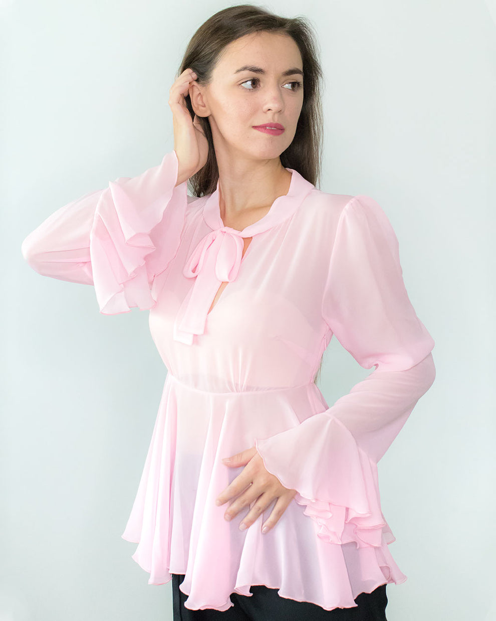 Clarissa Pink Chiffon Top - Ethical Sustainable Women's Clothing - ADKN